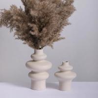 China Modern Nordic Ceramic Flower Vase Spiral Design 21cm Home Decoration White Porcelain Wedding Table Art for sale
