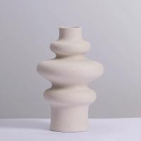 China Modern Nordic Ceramic Flower Vase Spiral Design 21cm Home Decoration White Porcelain Wedding Table Art for sale