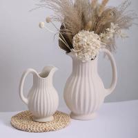 China Modern Nordic Ceramic Flower Vase Spiral Design 21cm Home Decoration White Porcelain Wedding Table Art for sale
