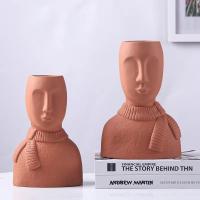 China Nordic Human Face Ceramic Vase 18x7x26cm Terracotta Home Decor Flower Container for sale