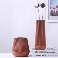 China Nordic Human Face Ceramic Vase 18x7x26cm Terracotta Home Decor Flower Container for sale