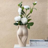 China Nordic Human Face Ceramic Vase 18x7x26cm Terracotta Home Decor Flower Container for sale