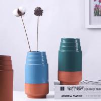 China Nordic Human Face Ceramic Vase 18x7x26cm Terracotta Home Decor Flower Container for sale