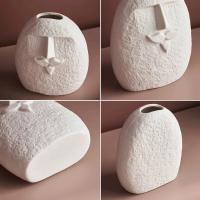 China Modern White Ceramic Flower Vase 7.5x6.5x14 cm Decorative Abstract Art Home Decor for sale