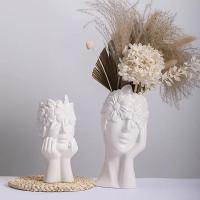 China Nordic Ceramic Flower Vase White Female Form Sculpture for Home Decor Wedding Centerpiece 28x20x20 cm for sale