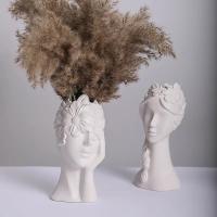 China Nordic Ceramic Flower Vase White Female Form Sculpture for Home Decor Wedding Centerpiece 28x20x20 cm for sale