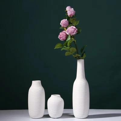 China Nordic Ceramic Flower Vase 14.5x21.5cm White Modern Home Decorative Plant Pot for sale