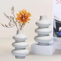 China Nordic Ceramic Flower Vase 14.5x21.5cm White Modern Home Decorative Plant Pot for sale