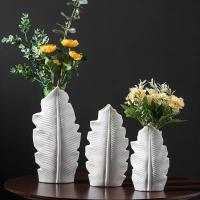 China Nordic Ceramic Flower Vase White Matt Glaze 3 Size Set for Living Room Bedroom Office Decoration for sale
