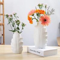 China Nordic Ceramic Flower Vase White Matt Glaze 3 Size Set for Living Room Bedroom Office Decoration for sale