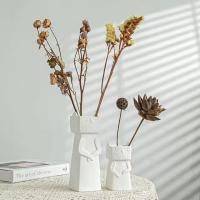 China Nordic Ceramic Cat Flower Vase Handmade White Hydroponic Plant Pot Home Decoration 12 pcs MOQ for sale