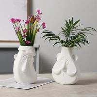 China Nordic Ceramic Cat Flower Vase Handmade White Hydroponic Plant Pot Home Decoration 12 pcs MOQ for sale