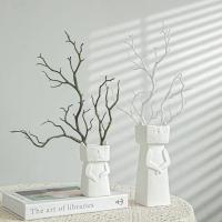China Nordic Ceramic Cat Flower Vase Handmade White Hydroponic Plant Pot Home Decoration 12 pcs MOQ for sale