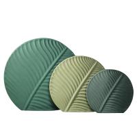 China Modern Ceramic Leaf Vase 7.5x6.5x14 cm Matt Glaze Artificial Flower Bouquet Holder Home Decorative Wedding Table for sale