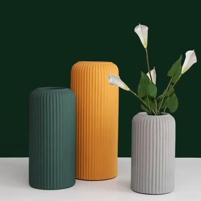China Modern Matt Ceramic Vase 15x15x30 cm Nordic Minimalist Home Decor Flower Vase for sale