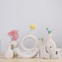 China Nordic Ceramic Flower Vase 28x28x12 cm Modern Minimalist Dried Flower Pot for Home Living Room Desktop Decor for sale