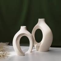 China Modern Unglazed Ceramic Vase Set for Home Decor Nordic Style Dried Flowers 16.2x21.5cm for sale