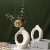 China Modern Unglazed Ceramic Vase Set for Home Decor Nordic Style Dried Flowers 16.2x21.5cm for sale
