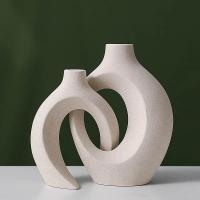 China Modern Unglazed Ceramic Vase Set for Home Decor Nordic Style Dried Flowers 16.2x21.5cm for sale