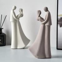 China Ceramic Love Couple Figurines 25.5cm Modern Home Decoration Wedding Gift Ornament for sale