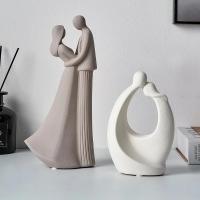 China Ceramic Love Couple Figurines 25.5cm Modern Home Decoration Wedding Gift Ornament for sale
