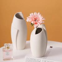 China Modern Ceramic Flower Vase 9.8x23cm Donut Shape Home Decor Office Desktop Living Room for sale