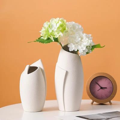China Modern Ceramic Flower Vase 9.8x23cm Donut Shape Home Decor Office Desktop Living Room for sale