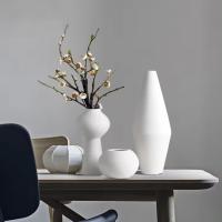 China White Ceramic Vase Striped Brushed Texture Narrow Mouth 25x10x49cm Home Decorative Flower Vessel for sale