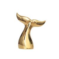 China Gold Ceramic Mermaid Tail Vase Art Deco Home Decoration 24cm Tall for sale