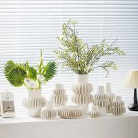 China Handmade Ceramic Vase Nordic Style Modern Home Decor Table Top Ornament White Rustic Flower Vase 200 Units MOQ for sale