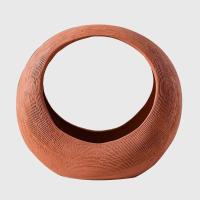 China European Red Clay Ceramic Vase 21x10.3x19.3cm Modern Hydroponic Dried Flower Basket Home Decoration for sale