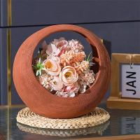 China European Red Clay Ceramic Vase 21x10.3x19.3cm Modern Hydroponic Dried Flower Basket Home Decoration for sale