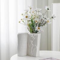 China Modern Ceramic Book Shape Vase White Nordic Decorative Home Decor 19cm for sale