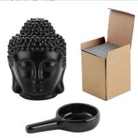 China Ceramic Buddha Head Essential Oil Burner 4.25x5.5inch Wax Melt Tealight Holder Home Decor for sale