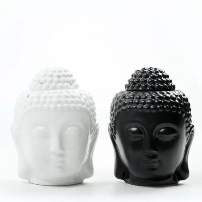 China Ceramic Buddha Head Essential Oil Burner 4.25x5.5inch Wax Melt Tealight Holder Home Decor for sale