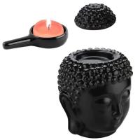 China Ceramic Buddha Head Essential Oil Burner 4.25x5.5inch Wax Melt Tealight Holder Home Decor for sale