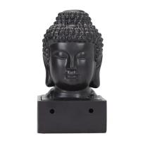 China Ceramic Buddha Head Incense Stick Holder 8.2x14cm Black Sandalwood Burner for Home Temple for sale