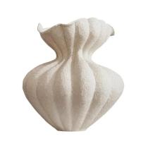 China Nordic Flower Vase Irregular Stripe Matte Rustic Desktop Ornament Home Decor For Ceramic Vase for sale