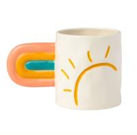 China Porcelain Rainbow Handle Coffee Mug 250ml Ceramic Children Drinkware Custom Logo B2B Export for sale