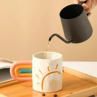 China Porcelain Rainbow Handle Coffee Mug 250ml Ceramic Children Drinkware Custom Logo B2B Export for sale