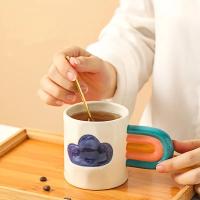 China Porcelain Rainbow Handle Coffee Mug 250ml Ceramic Children Drinkware Custom Logo B2B Export for sale