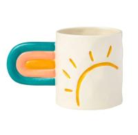 China Porcelain Rainbow Handle Coffee Mug 250ml Ceramic Children Drinkware Custom Logo B2B Export for sale