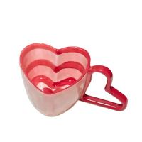 China 300ml Ceramic Coffee Mug Handmade Heart Shape with Unique Handle for Gift and Afternoon Tea for sale