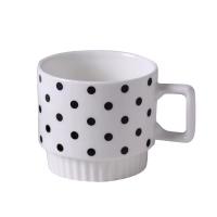 China Ceramic Porcelain Coffee Mug 350ml Vintage Polka Dot Geometric Design Stackable Cup for sale