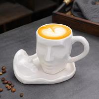 China Modern Ceramic Coffee Cup and Saucer Set 300ml Creative Kiss Cup Design for Home Office Use for sale