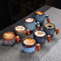 China Wholesale Custom Logo Ceramic Coffee Mug 400ml with Wood Handle Reusable Gift Set for sale