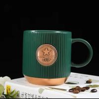 China Wholesale Custom Logo Ceramic Mug with Copper Inlay 450ml Hammered Moscow Mule Cup for sale