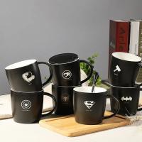China 8oz 16oz Large Capacity Ceramic Coffee Mug Laser Engraving Custom Logo Black Matte for sale