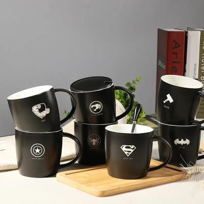 China 8oz 16oz Large Capacity Ceramic Coffee Mug Laser Engraving Custom Logo Black Matte for sale