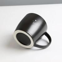 China 8oz 16oz Large Capacity Ceramic Coffee Mug Laser Engraving Custom Logo Black Matte for sale